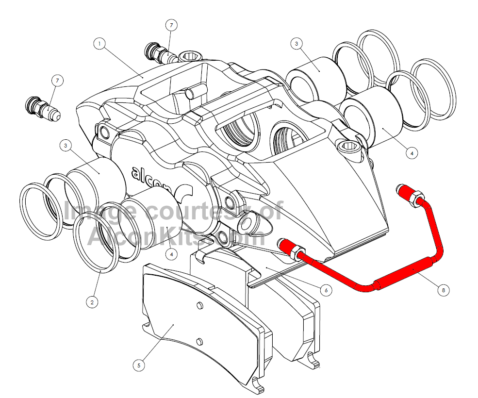 Mono4 Bridge (Crossover) Pipe (for 32mm disc system calipers) — Alcon ...